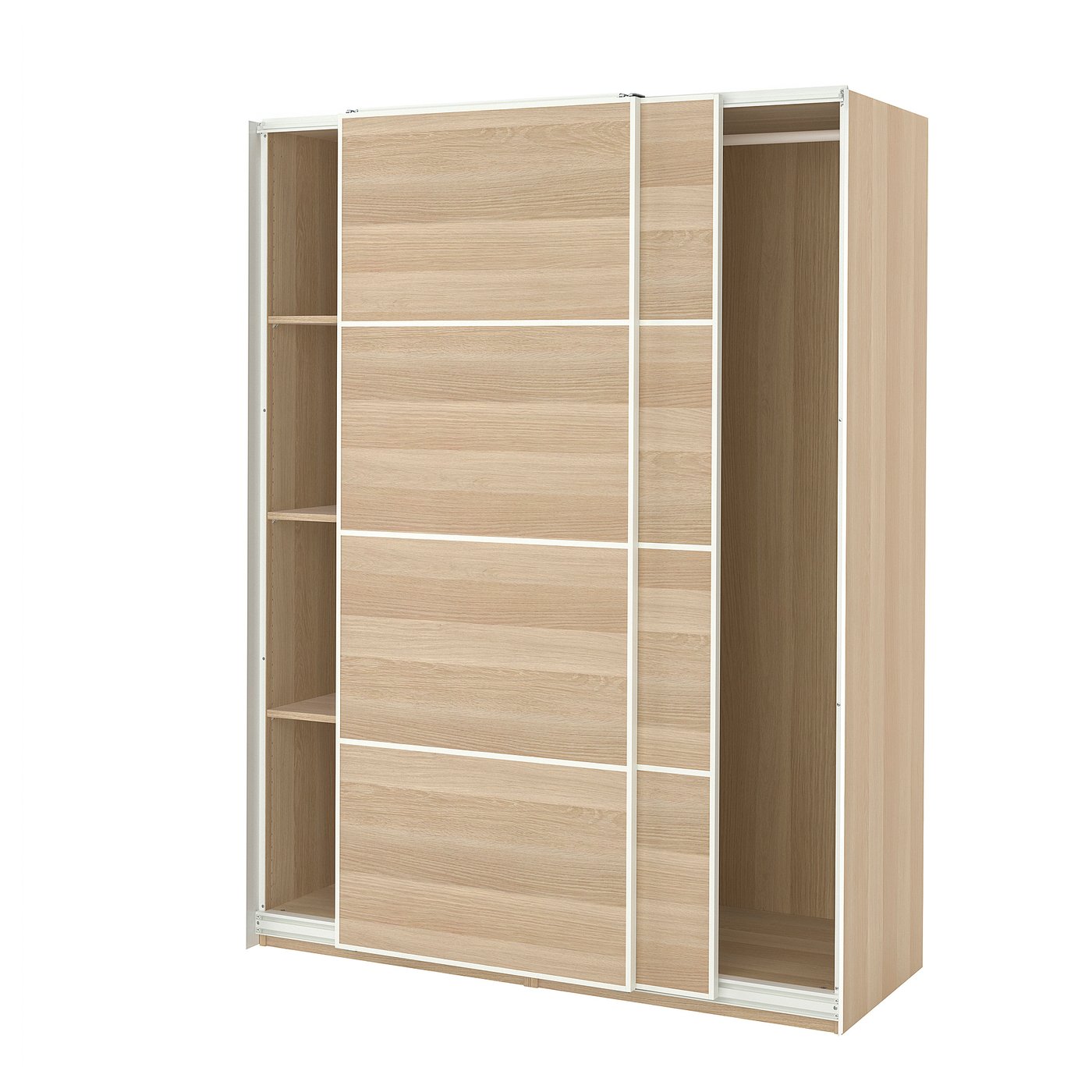 PAX / MEHAMN wardrobe, white stained oak effect/double sided white ...