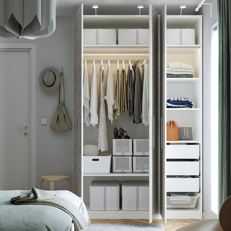 PAX / MISTUDDEN wardrobe combination, white/grey patterned, 150x60x236 ...