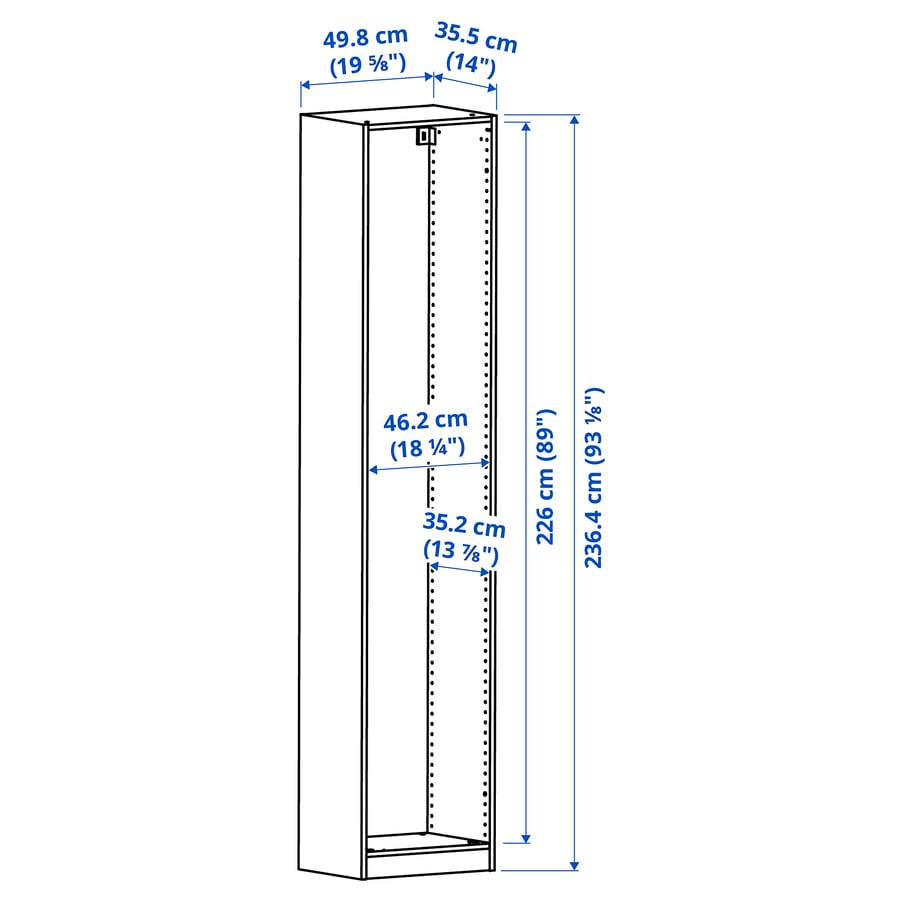 PAX wardrobe frame, dark grey, 50x35x236 cm - IKEA UK