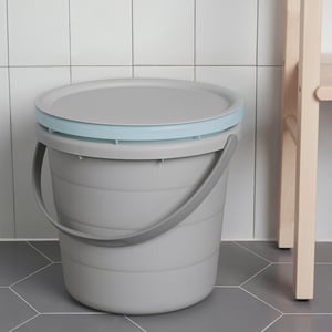 PEPPRIG 3-piece bucket set with lid, grey/blue - IKEA