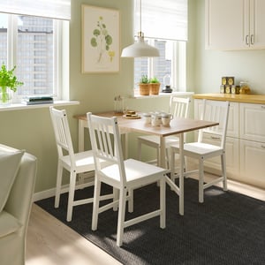 PINNTORP / STEFAN Table and 4 chairs, light brown stained white stained ...