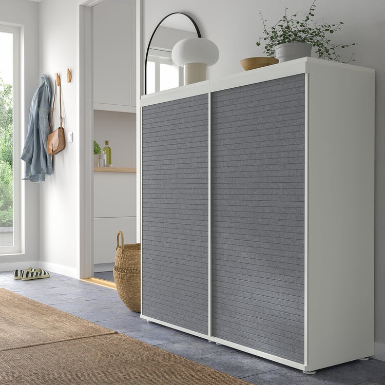 PLATSA cabinet with 2 sliding doors, white Larkollen/dark grey ...