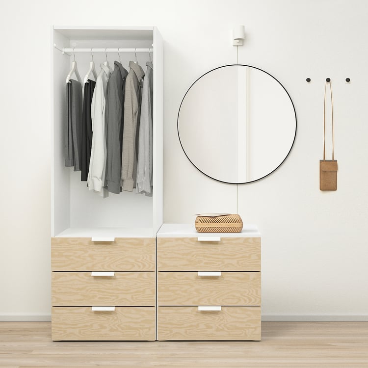 PLATSA wardrobe with 1 door and 6 drawers, white Kalbåden/lively pine ...