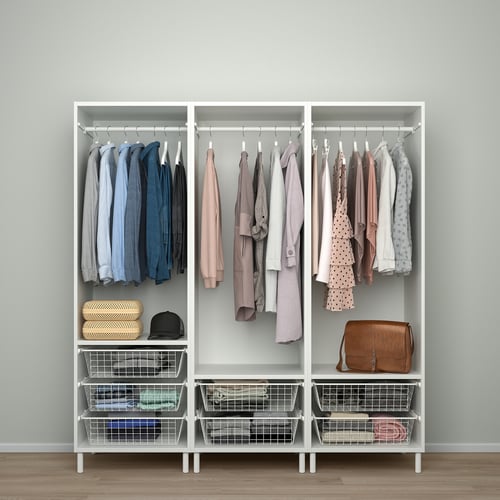 PLATSA wardrobe with 3 sliding doors, white Larkollen/dark grey ...