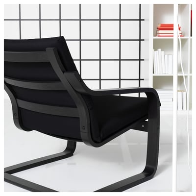POÄNG armchair frame with low back, black-brown - IKEA UK