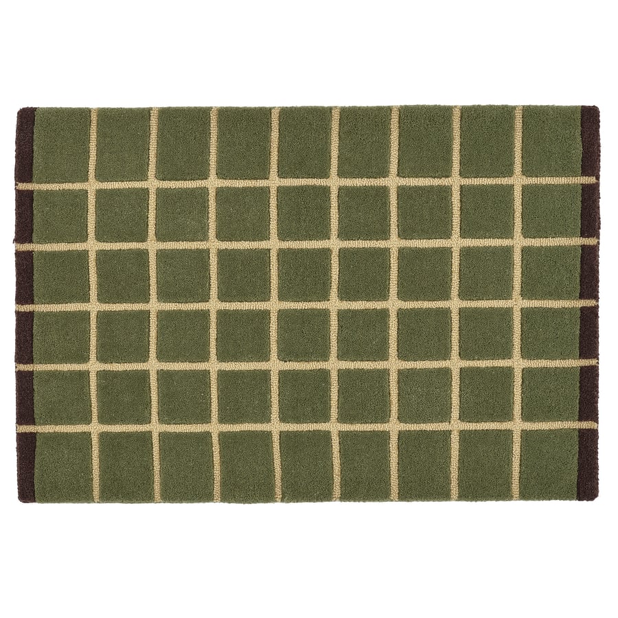 POSTKONTOR green, checkered door mat, 40x60 cm - IKEA UK