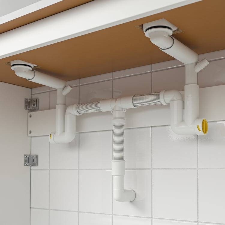 RÄNNILEN water trap with flexible pipe, 2 bowls - IKEA UK