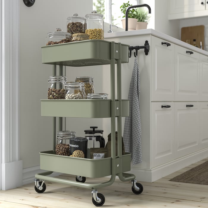 RÅSKOG trolley, grey-green, 35x45x77 cm - IKEA UK