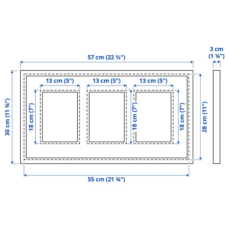 RÖDALM Photo Frame for 3 Pictures, White, 55x28 cm - IKEA UK