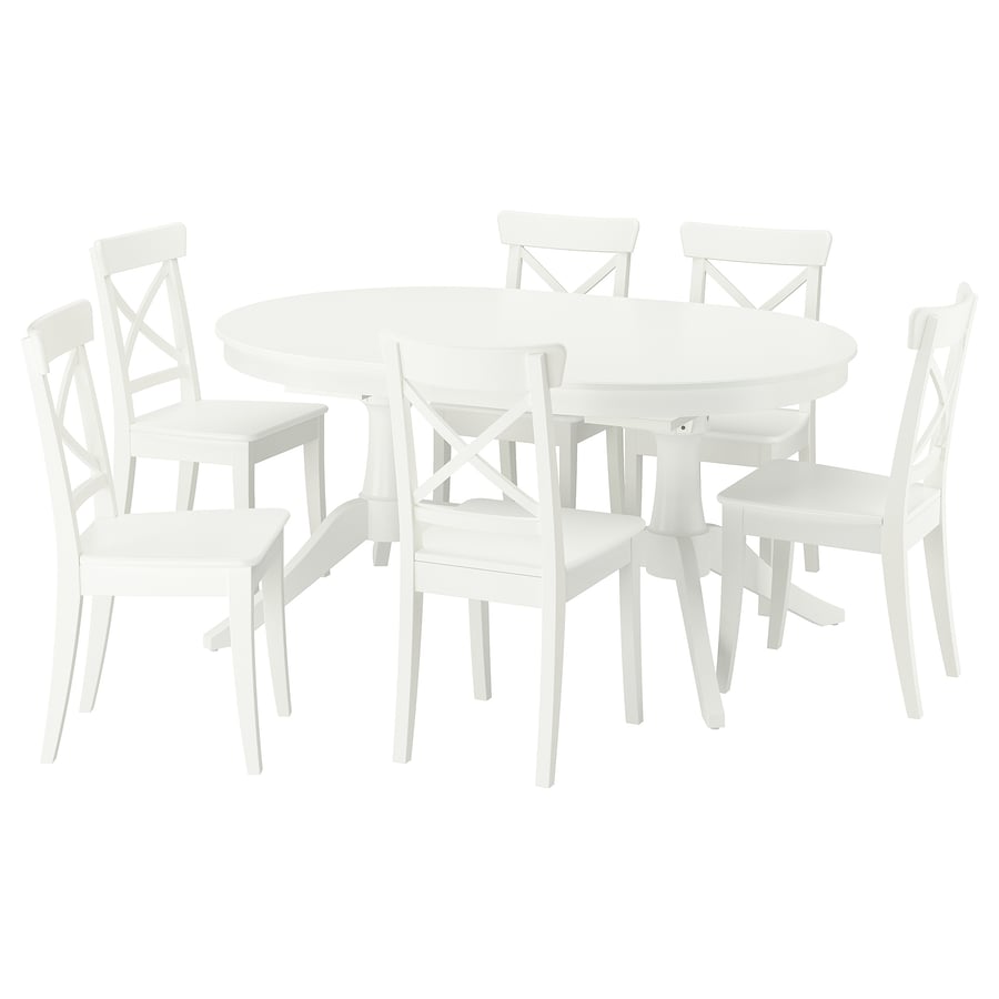ROSENTORP / ROSENTORP dining table and 6 chairs, white/white, 160 ...