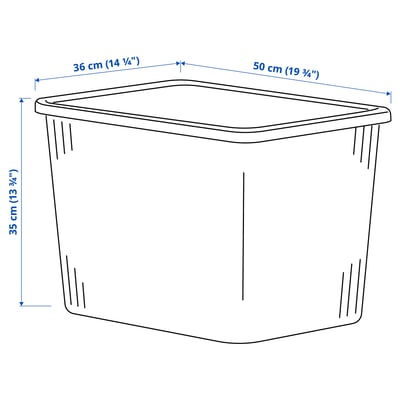 RYKTA storage box with lid, transparent grey-blue, 36x50x35 cm/44.5 l ...