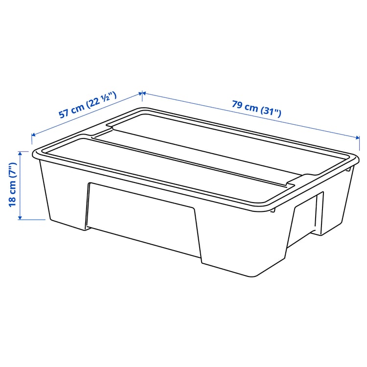 SAMLA box with lid, transparent, 79x57x18 cm/55 l - IKEA UK
