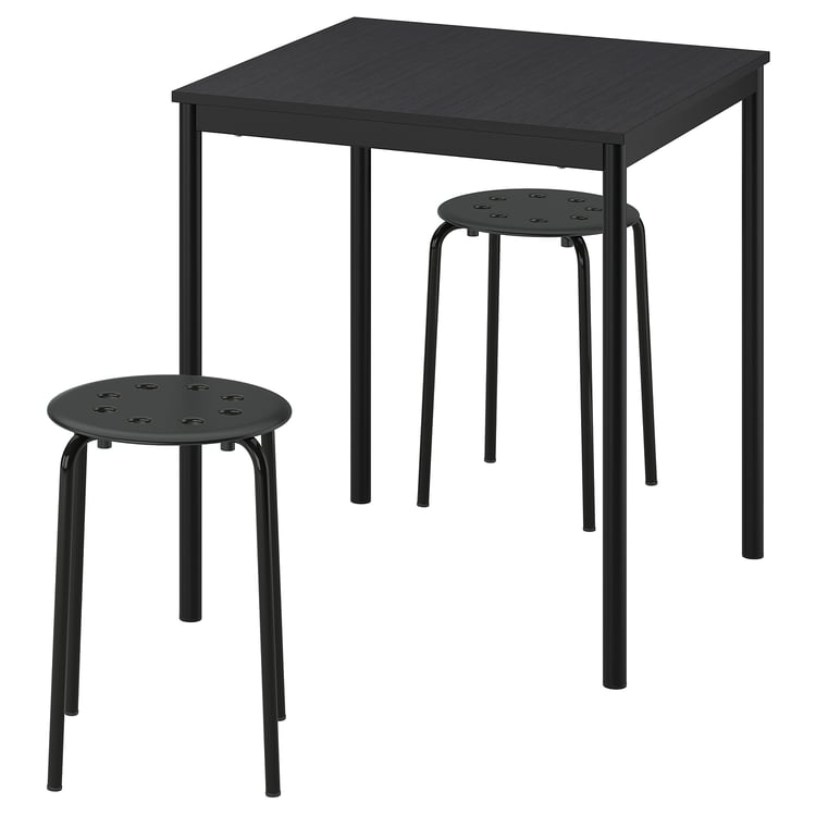SANDSBERG / MARIUS table and 2 stools, black black/black, 67x67 cm ...
