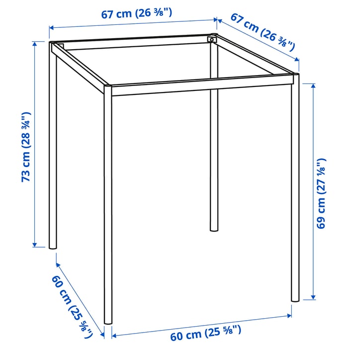 SANDSBERG underframe for table top, black, 67x67x73 cm - IKEA UK