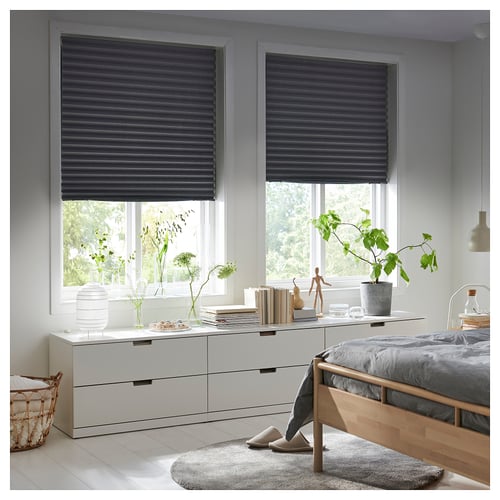 SCHOTTIS dark grey, Block-out pleated blind, 100x190 cm - IKEA
