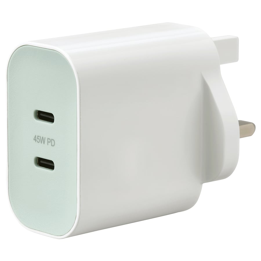 SJÖSS 45W 2-port USB charger, fast charging - IKEA UK
