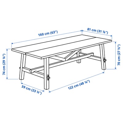SKOGSTA dining table, acacia, 160x81x74 cm - IKEA UK