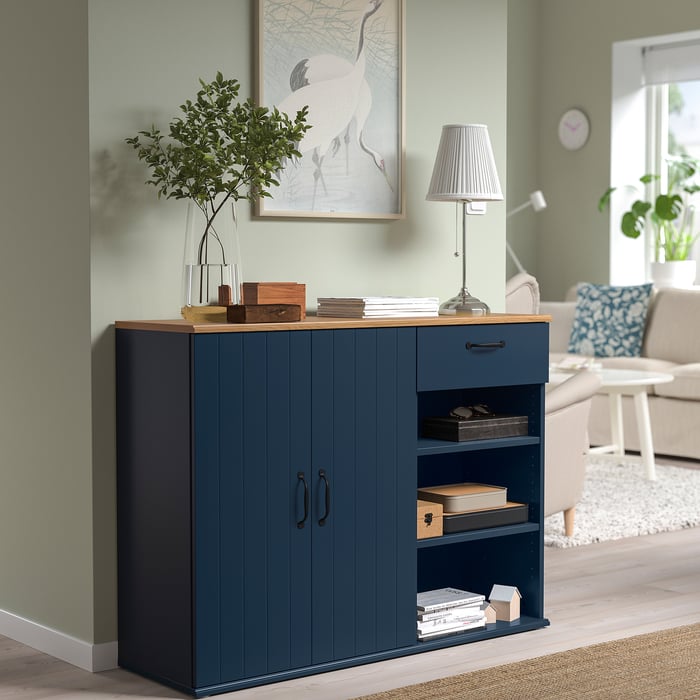 SKRUVBY sideboard, black-blue, 120x38x90 cm - IKEA UK