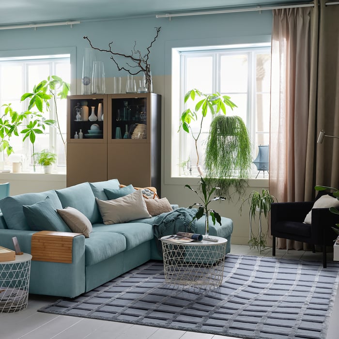 SKUGGSVINGEL light blue, wave patterned rug, 240x300 cm - IKEA UK