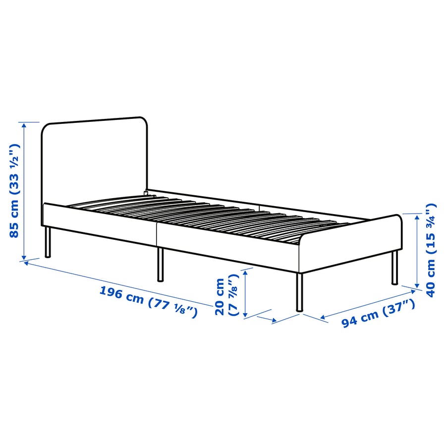 SLATTUM Vissle Dark grey, single upholstered bed frame - IKEA UK