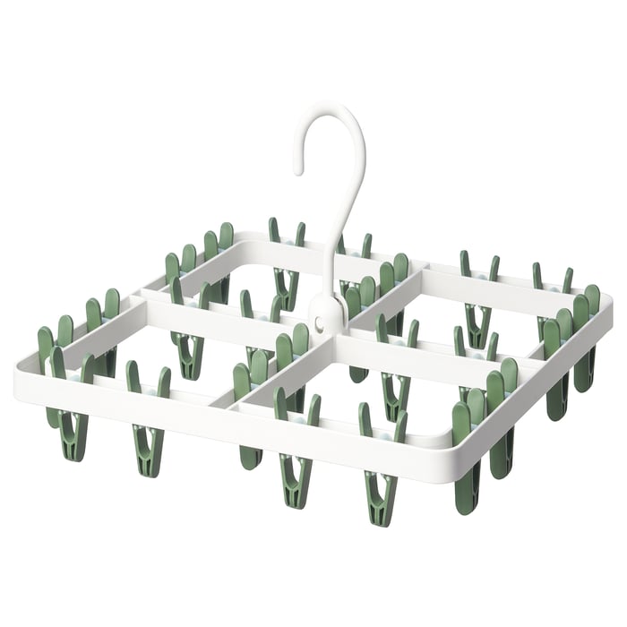 SLIBB hang dryer 24 clothes pegs, green - IKEA UK