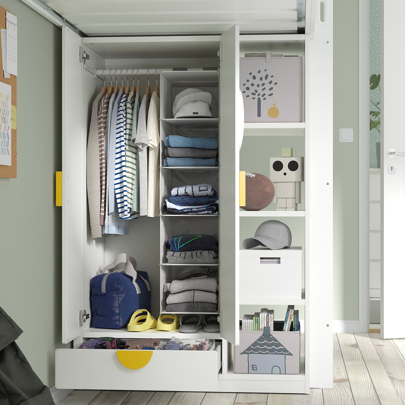 SMASTAD loft bed white blue with desk with 4 drawers 90x200 cm IKEA