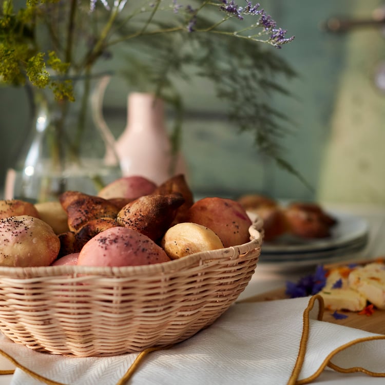 SMÖRFISK bread basket, rattan, 27x8 cm - IKEA UK