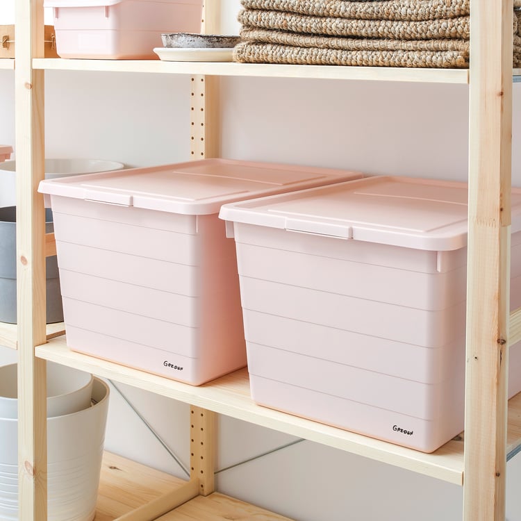 SOCKERBIT box with lid, pink, 38x51x30 cm - IKEA UK