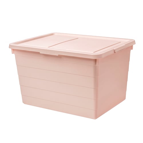SOCKERBIT box with lid, pink, 38x51x30 cm - IKEA UK