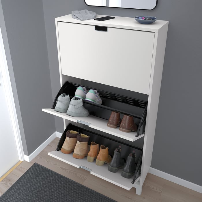 STÄLL shoe cabinet with 3 compartments, white, 79x29x148 cm - IKEA UK