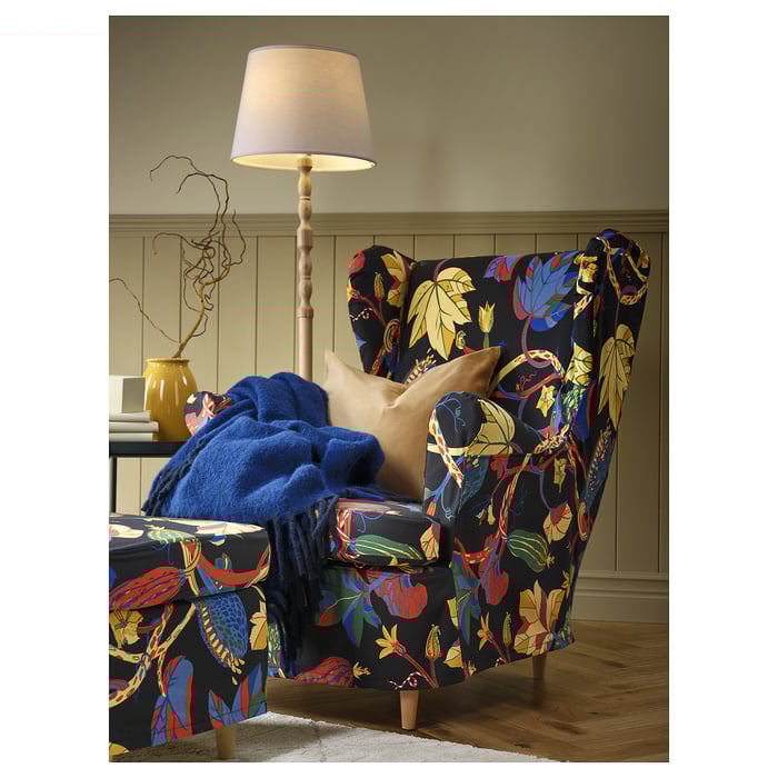 STRANDMON slipcover for wing chair, Stigsbo multicolour/black - IKEA UK