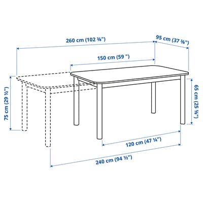 STRANDTORP Extendable table, white, 150/205/260x95 cm - IKEA