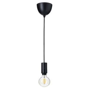 SUNNEBY / TRÅDFRI Pendant lamp with light bulb, black/smart warm white ...