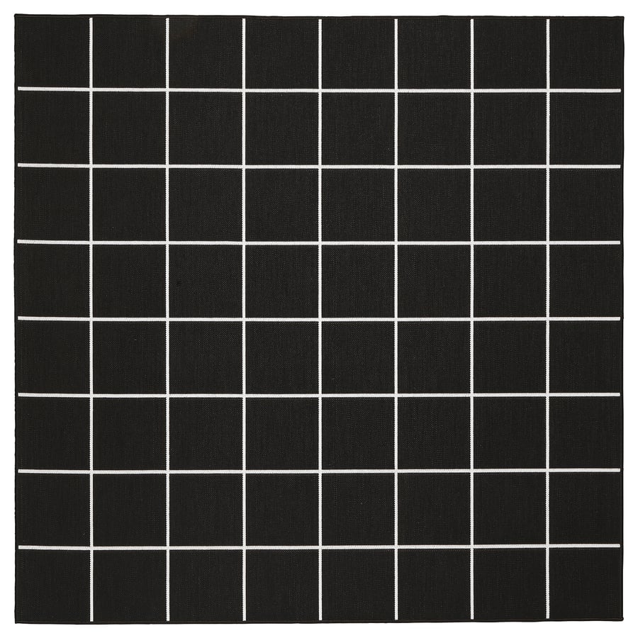 SVALLERUP rug flatwoven, in/outdoor, black/white, 200x200 cm - IKEA