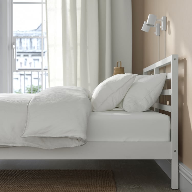 TARVA White stained, double bed frame - IKEA UK