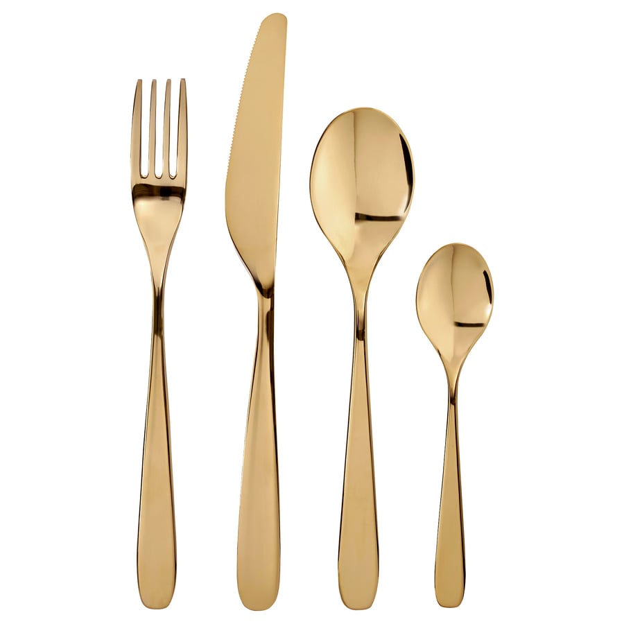TILLAGD 24-piece cutlery set, brass-colour - IKEA UK
