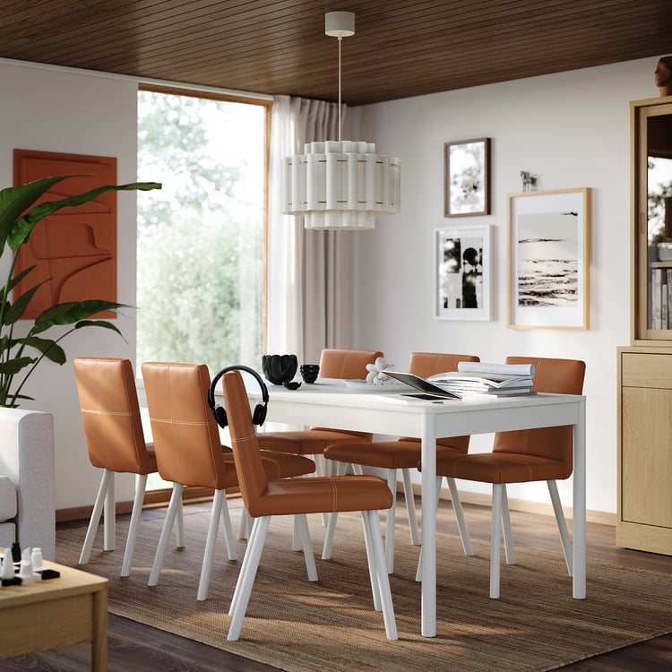 TONSTAD / TONSTAD dining table and 6 chairs, off-white/Bomstad golden ...