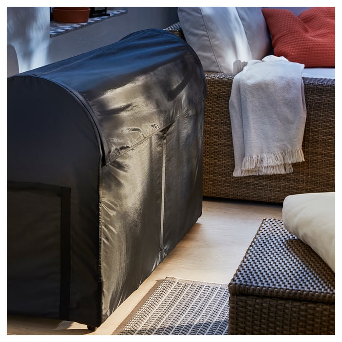 TOSTERÖ black, Storage box, outdoor, 129x44x79 cm - IKEA