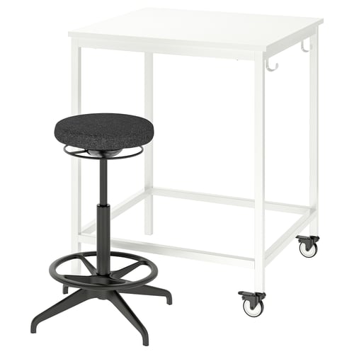 TROTTEN/LIDKULLEN table and sit/stand support, white/dark grey - IKEA UK