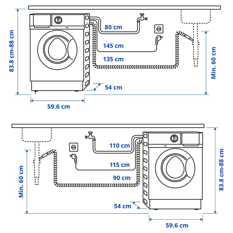 TVÄTTAD integrated washing machine, white - IKEA UK