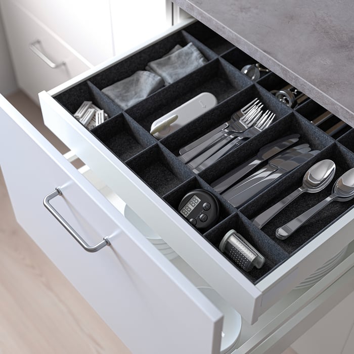 UPPDATERA adjustable organiser for drawer, grey, 60 cm - IKEA UK