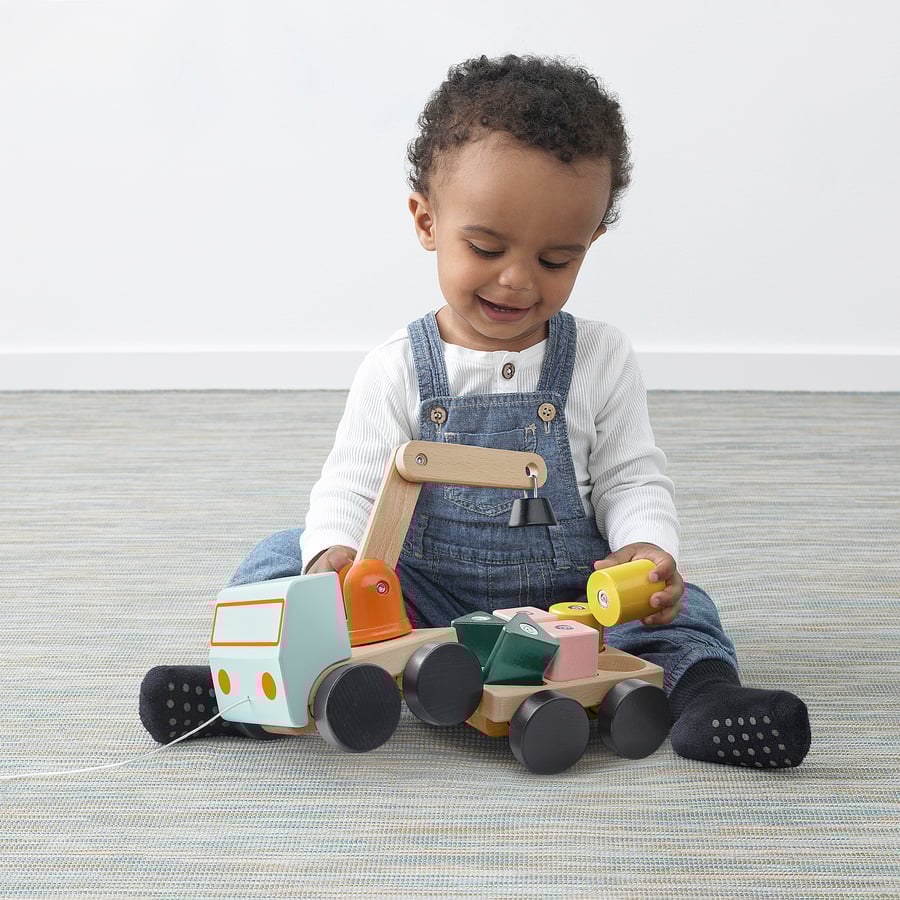 UPPSTÅ crane with blocks, multicolour/beech - IKEA UK