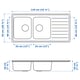 VATTUDALEN inset sink, 2 bowls with drainboard, stainless steel, 110x53 ...