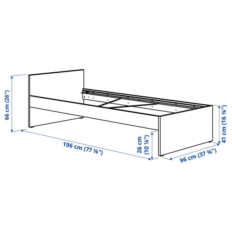 VIHALS bed frame, white/Luröy, Standard Single - IKEA UK