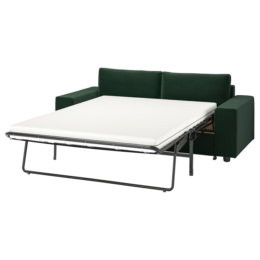 VIMLE 2 seater sofa bed with wide armrests, Djuparp dark green velvet ...