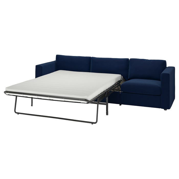 VIMLE 3 seater sofa bed, Djuparp dark blue velvet - IKEA UK