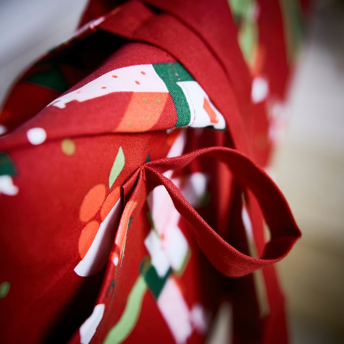 VINTERFINT Christmas apron, Christmas pattern red, 85x89 cm - IKEA UK