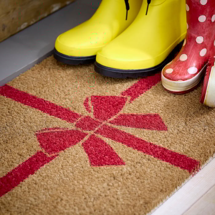 VINTERFINT door mat, bow coir/red, 40x60 cm - IKEA UK