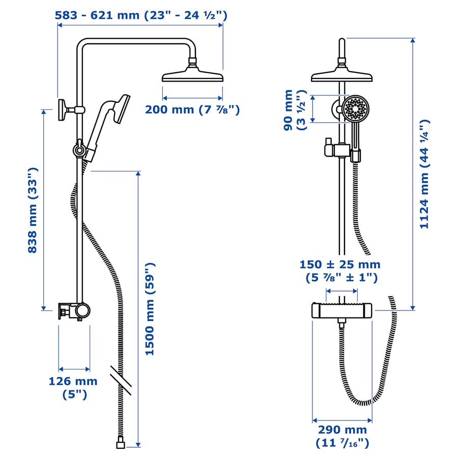 VOXNAN shower set with thermostatic mixer, chrome-plated - IKEA UK