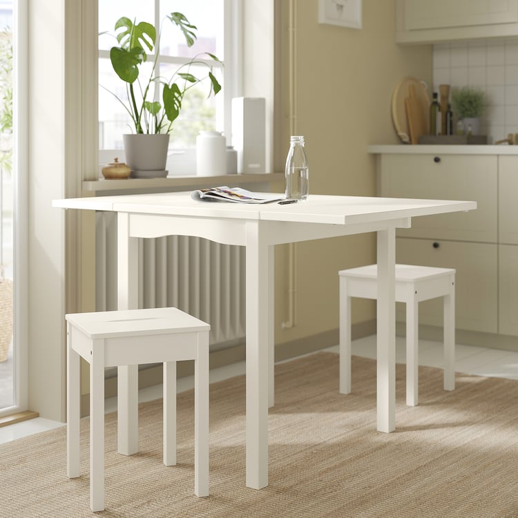 HAUGA / HAUGA stol+2 stolca, bijela/bijela, 55/82/109x74 cm - IKEA